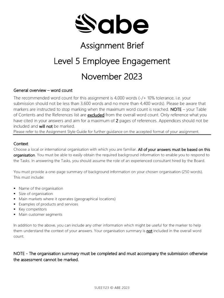 Employee Engagement Assignment Brief | PDF | Behavioural Sciences ...