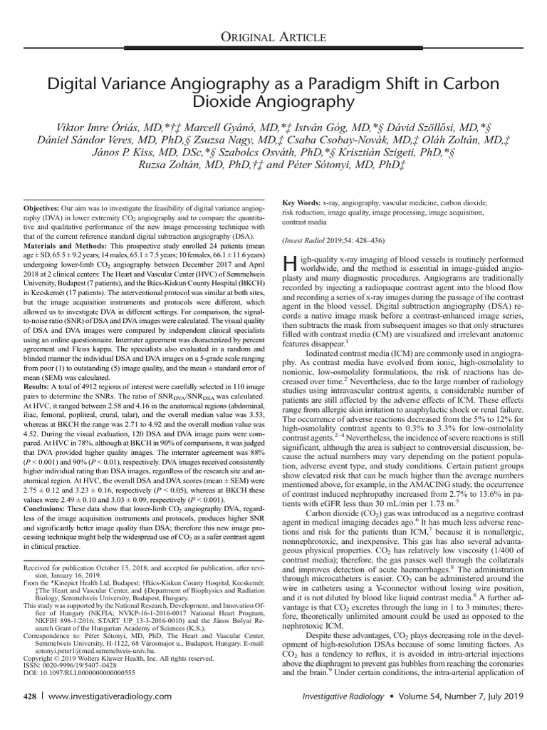 DVA Enhances CO2 Angiography Quality | PDF | Angiography | Imaging