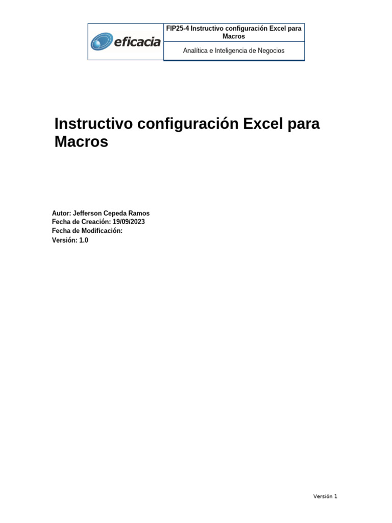 FIP25-4 Instructivo Configuración Excel para Macros | PDF | Microsoft Excel | Software