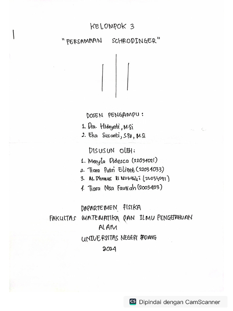Kelompok 3 Persamaan Schrodinger | PDF