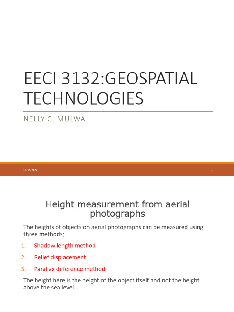 Lesson 3-Height Measurement, Flight Planning and Image Interpretation ...