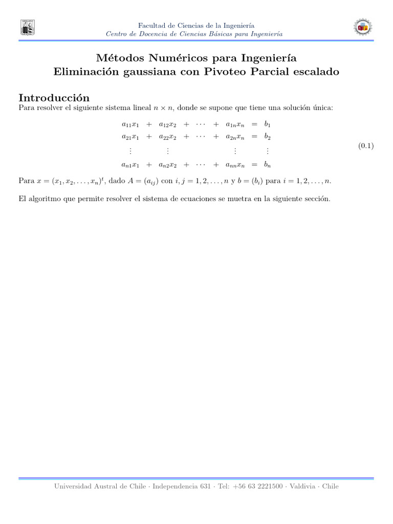 Eliminación Gaussiana con Pivoteo Parcial | PDF | Sistema de ecuaciones ...