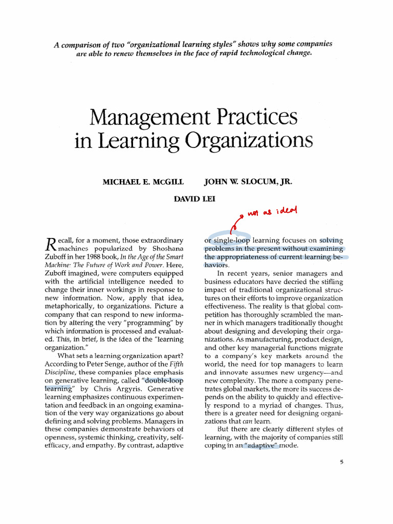 Learning Organizations vs. Adaptive Learning | PDF | Creativity | Learning