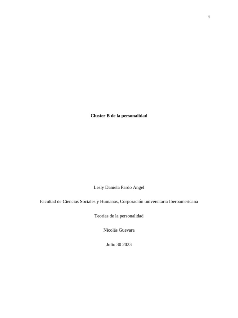 Cluster B de La Personalidad | PDF