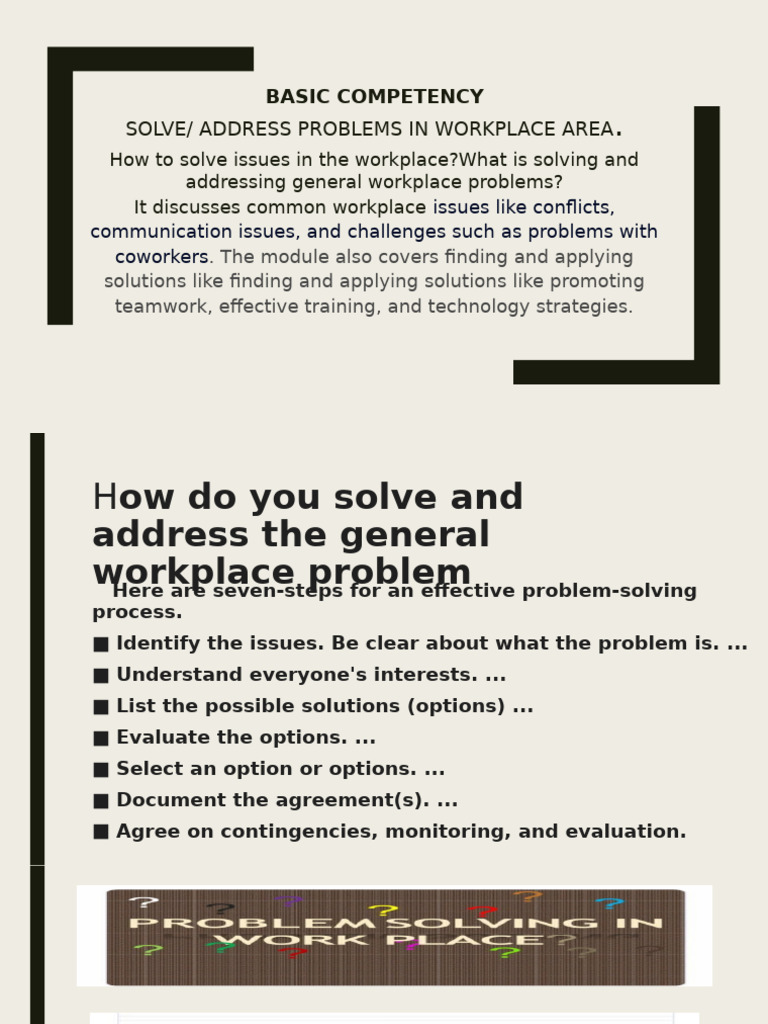 How To Solve Address Workplace Problems | PDF