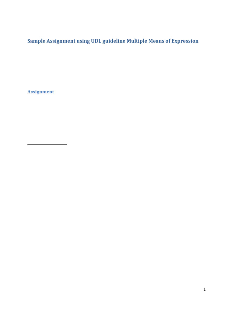 Sample Assignment Using UDL Guideline Multiple Means of Expression ...