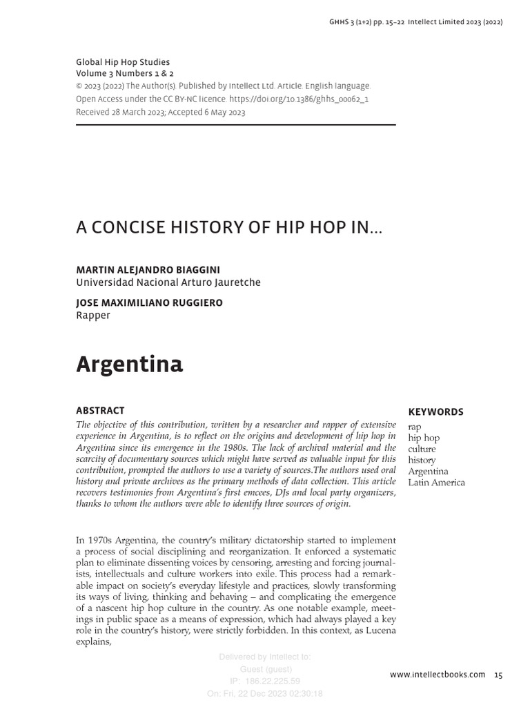 A Concise History of Hip Hop in Argentin | PDF | Hip Hop Music | Rapping