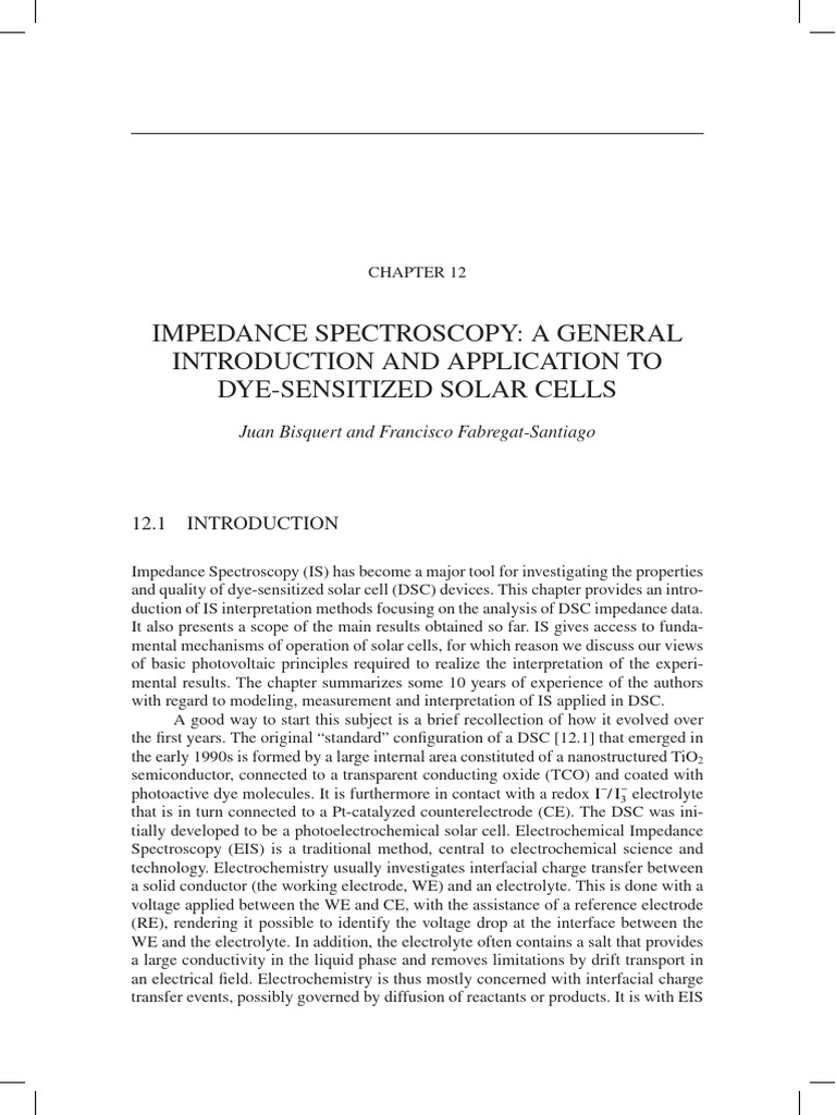 Impedance Spectroscopy A General Introduction and Application To Dye ...