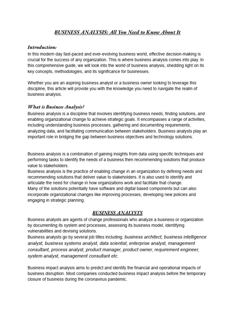 Business Analysis All You Need To Know 2 | PDF | Business Analysis | Software Development Process