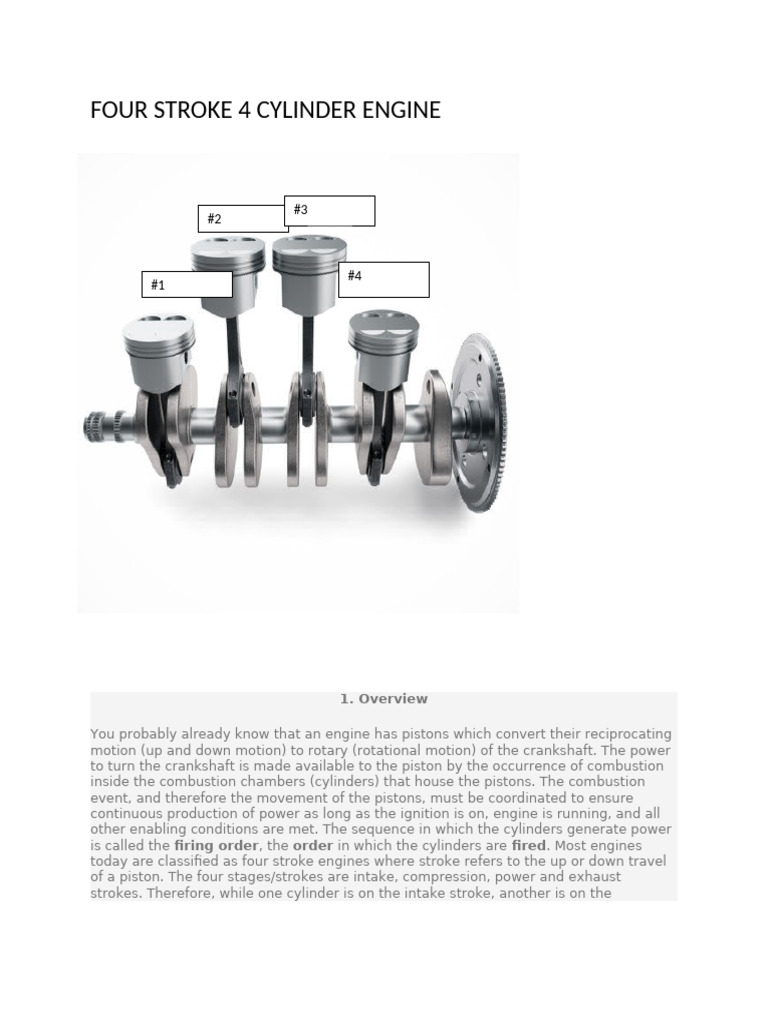 FOUR STROKE 4 CYLINDER ENGINE Firing Order | PDF | Engines | Vehicle Parts