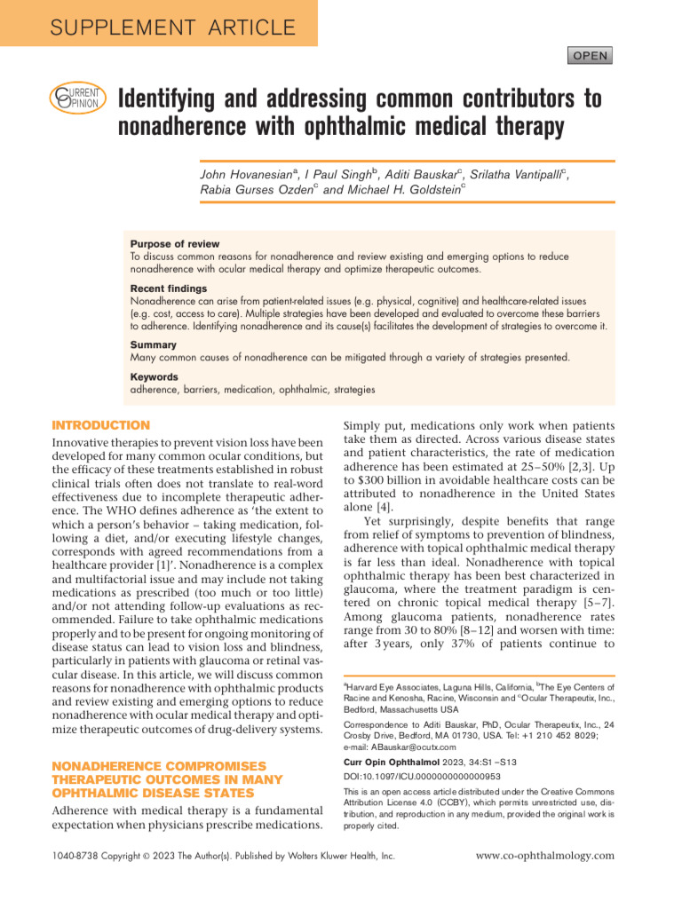 Identifying and Addressing Common Contributors To.1 | PDF | Glaucoma ...