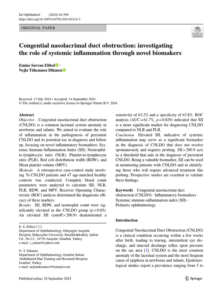 Congential Nasolacrimal Duct Obstruction Investigating | PDF ...