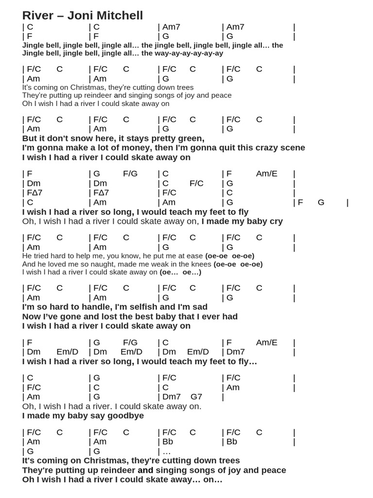 River - Joni Mitchell (Chords & Lyrics) | PDF
