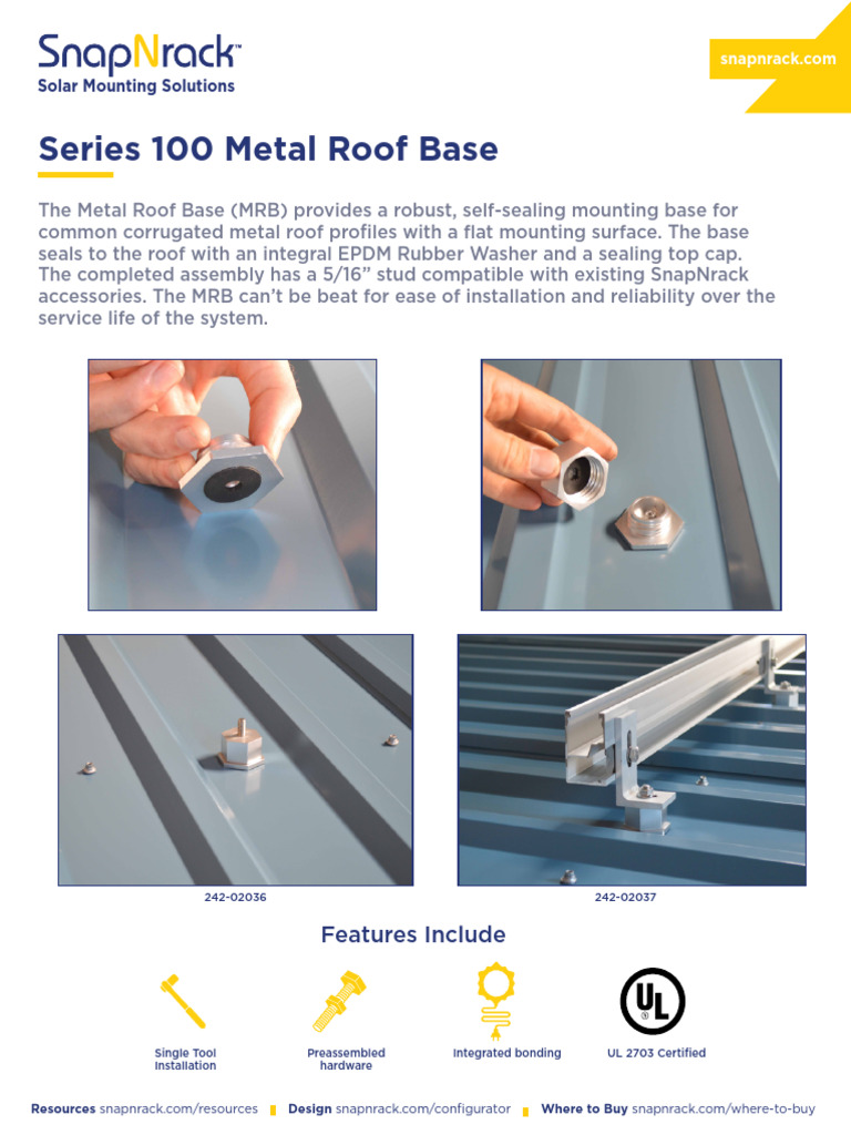SnapNrack Metal Roof Base Overview | PDF