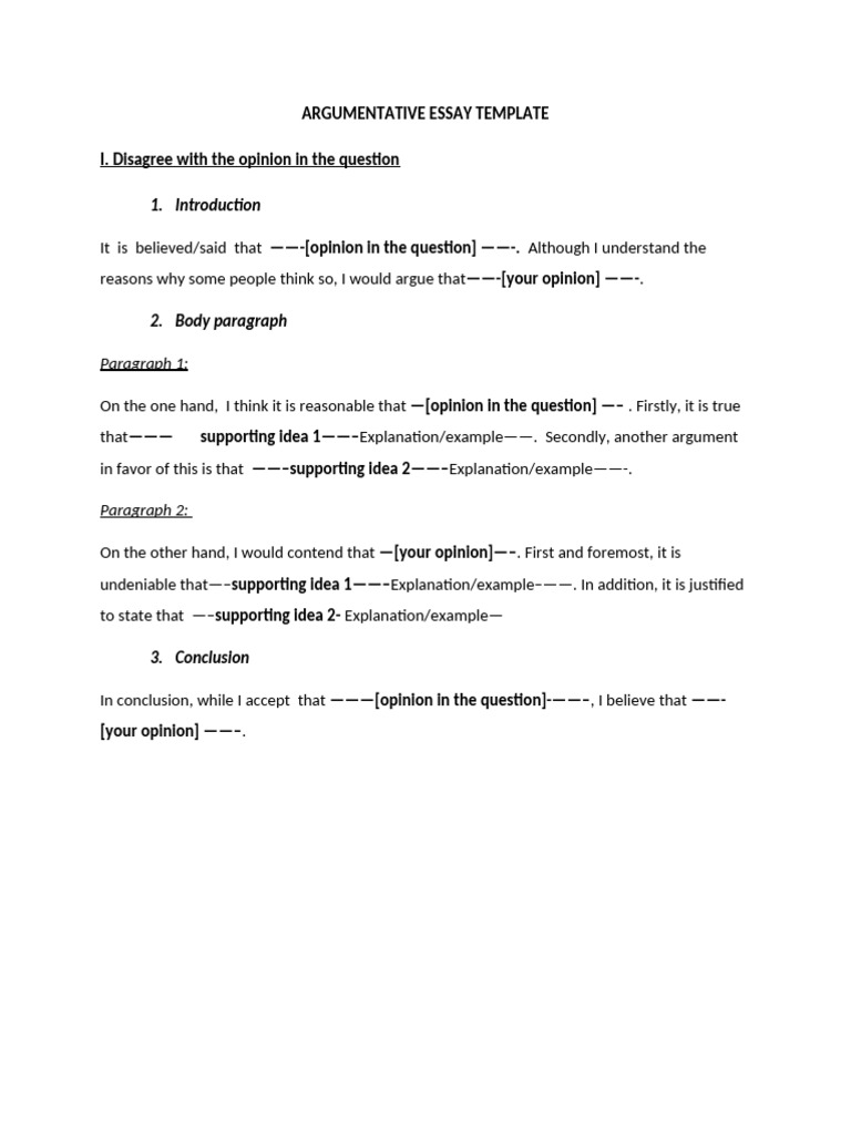 Argumentative Essay Template | PDF | Career & Growth | Law