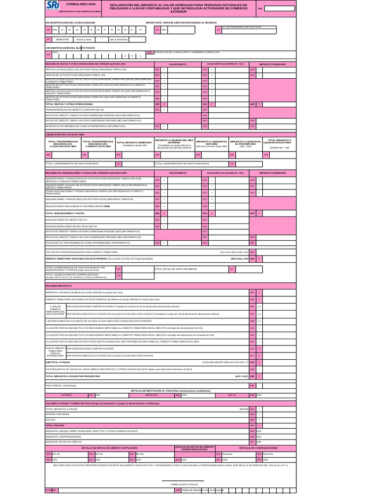 Formulario 104A | PDF | Impuesto al valor agregado | Business