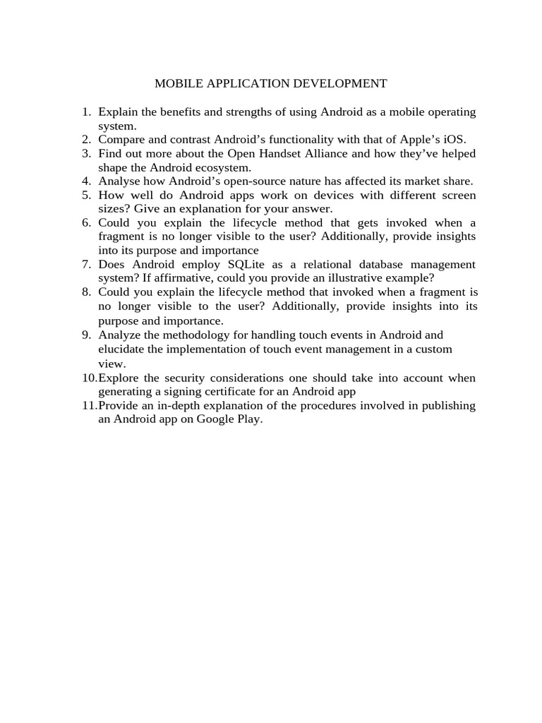 Mobile Application Development - Assignment | PDF | Business | Technology & Engineering