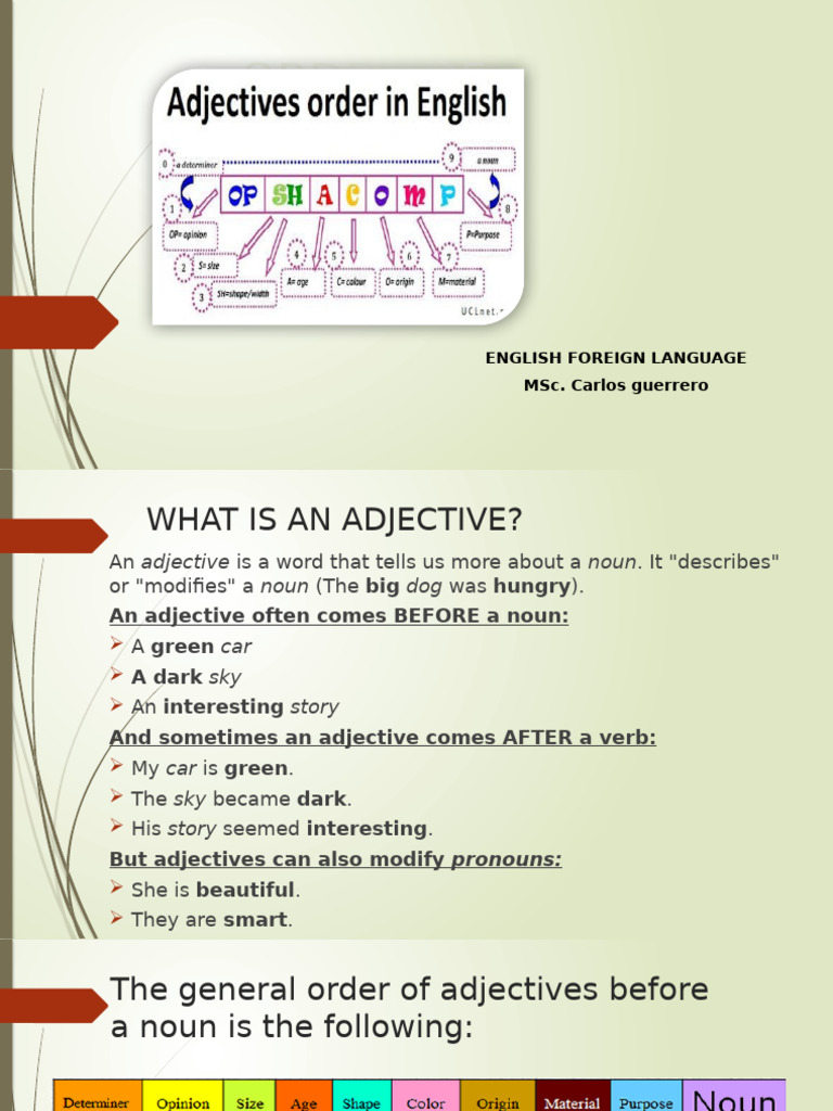 Order of Adjectives | PDF | Language Arts & Discipline