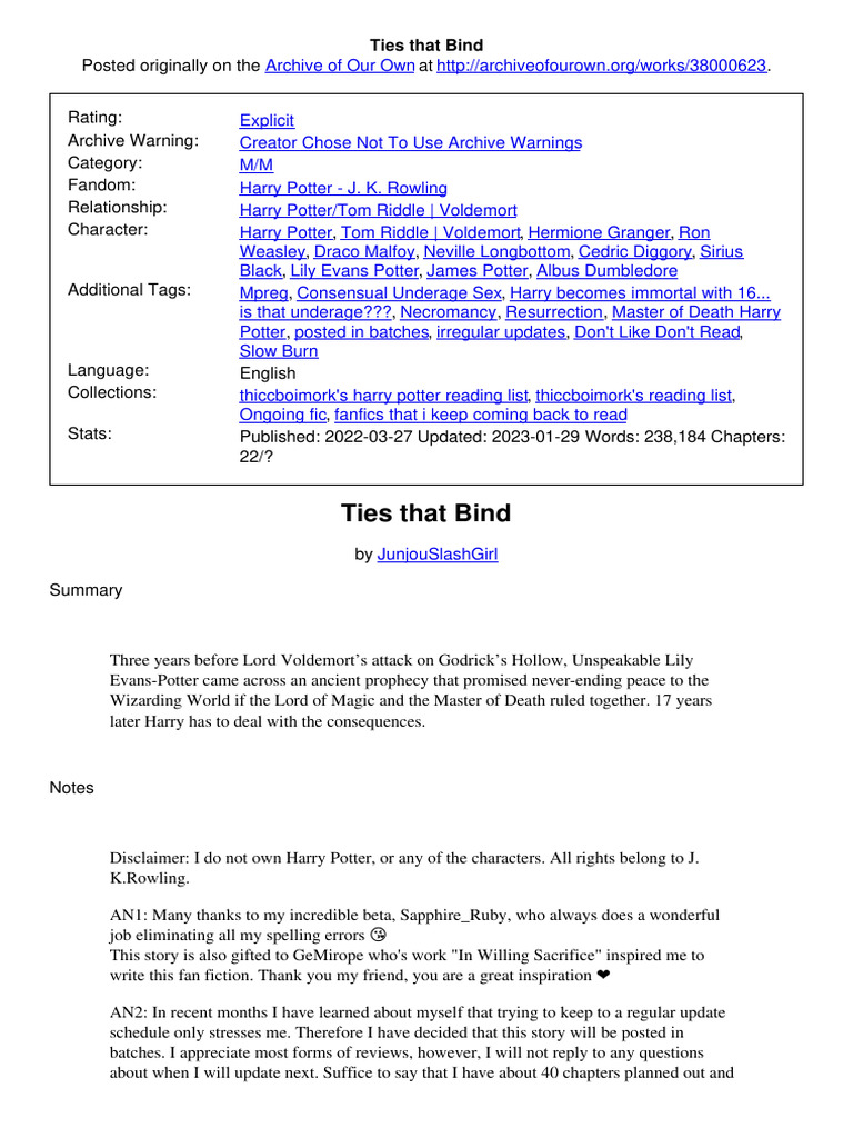Ties that Bind | PDF | Harry Potter