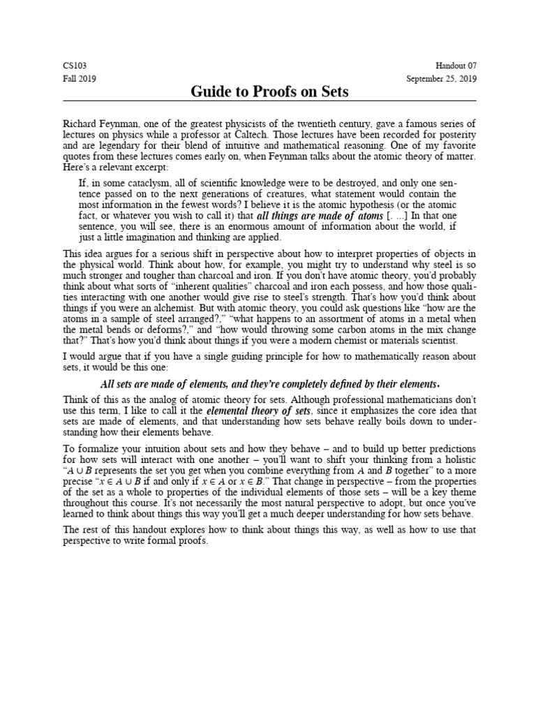 Guide to Set Theory Proofs | PDF | Mathematical Proof | Theorem