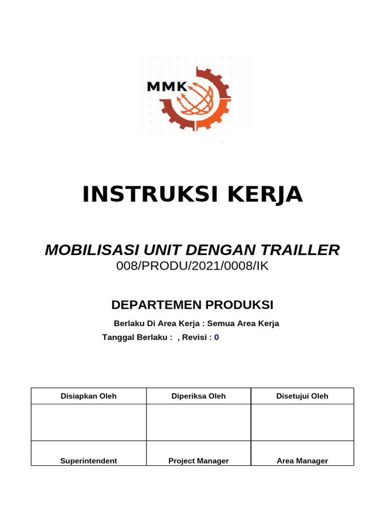 Atp008 PRODU 2021 0008 IK-MOBILISASI UNIT DENGAN TRAILLER | PDF
