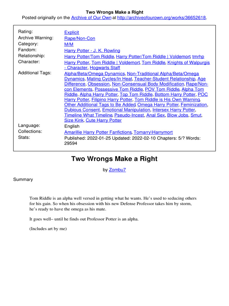 Two Wrongs Make A Right | PDF | Harry Potter