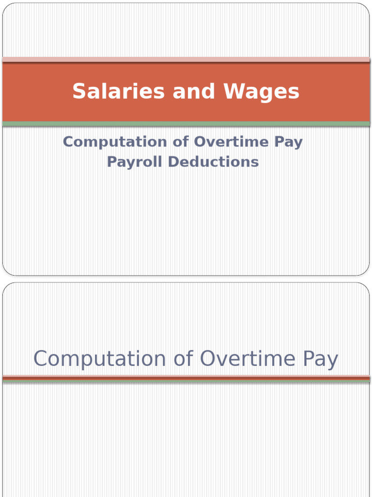 Salaries and Wages - Computation of Overtime Pay | PDF | Payroll Tax ...
