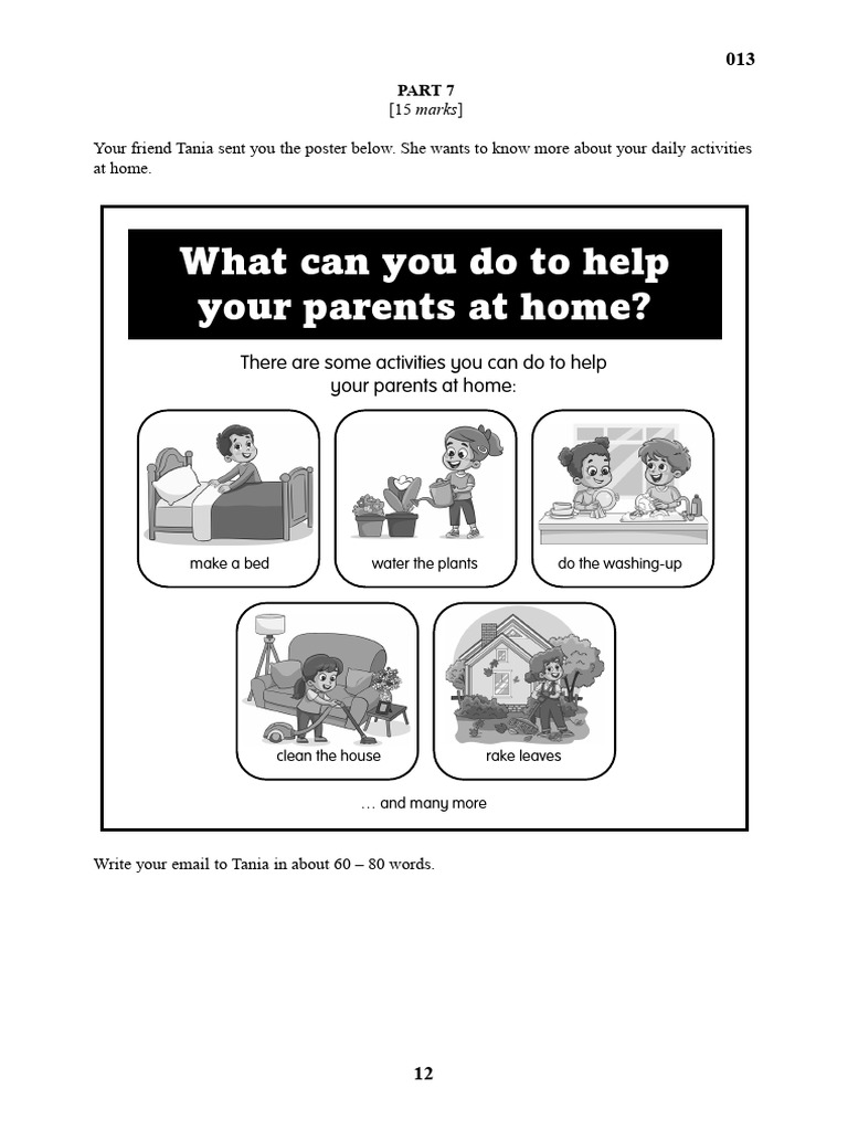 There Are Some Activities You Can Do To Help Your Parents at Home | PDF ...