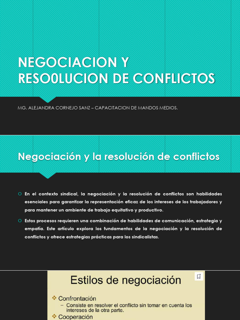 Negociacion y Resolucion de Conflictos | PDF | Negociación | Mediación