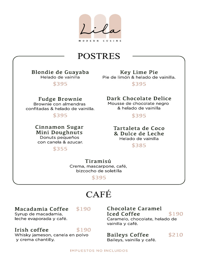 Menú Postres | PDF