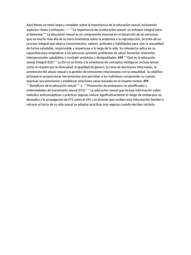 Aquí Tienes Un Texto Largo y Completo Sobre La Importancia de La ... Aquí Tienes Un Texto Largo y Completo Sobre La Importancia de La ...