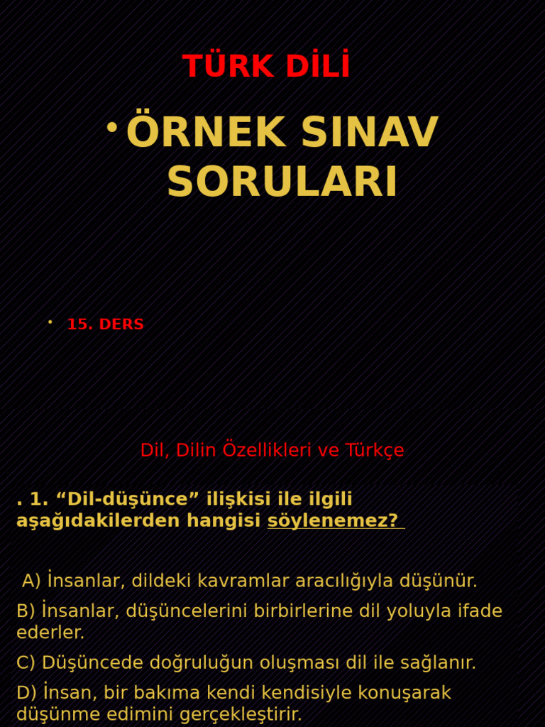 Örnek Sinav Sorulari (15. Ders) | PDF