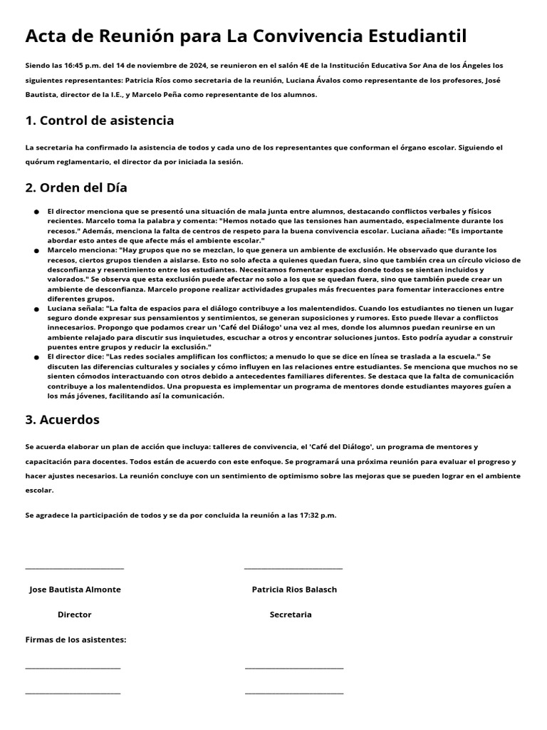 Acta de Reunión | PDF