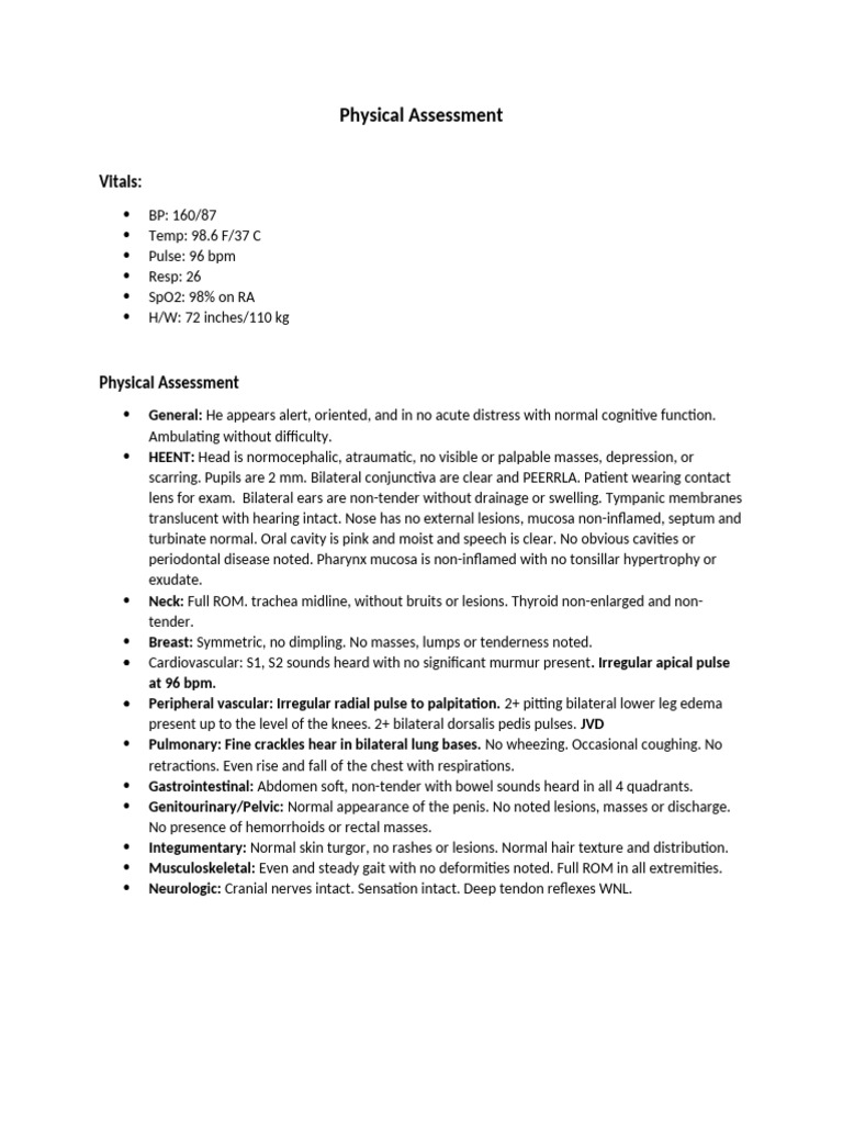 Physical Assessment Summary | PDF