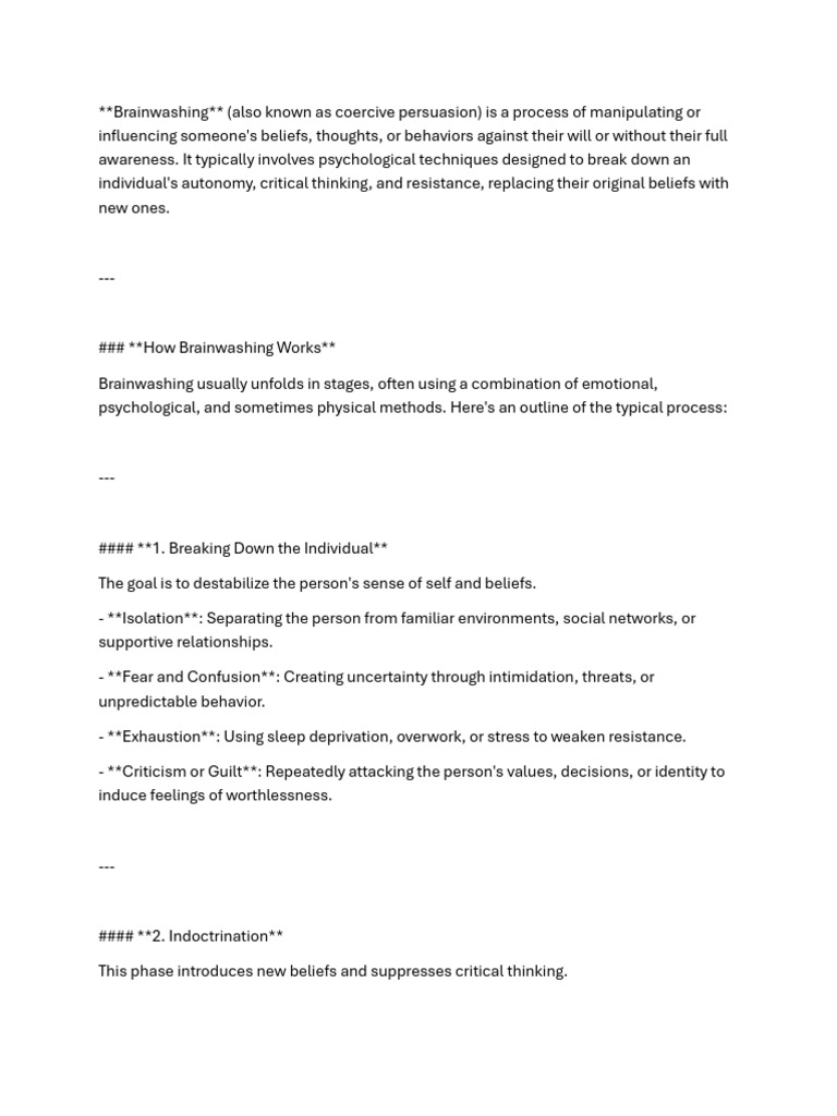 Brainwashing & MKUltra Explained | PDF | Social Psychology | Psychology