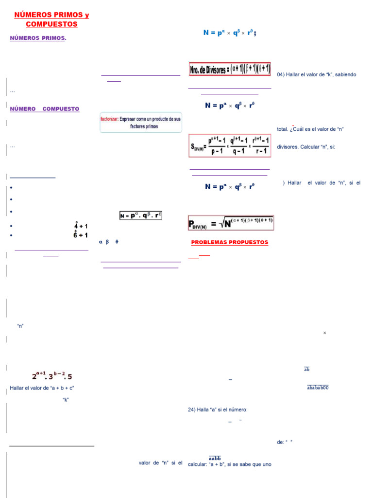 Números Primos y Compuestos: Definición y Ejemplos | PDF | Número primo ...
