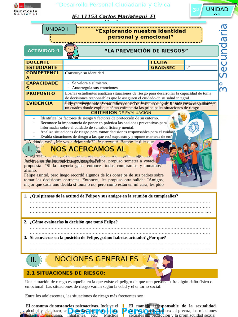 3° DPCC - Actv.04-Uni.1 2024 | PDF | Toma de decisiones | Desarrollo personal