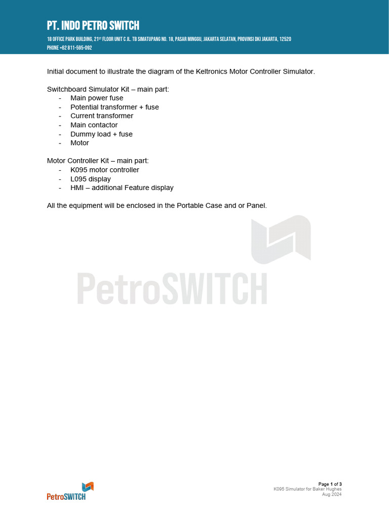 K095 Simulator Draft - PT. IPS | PDF | Equipment | Manufactured Goods