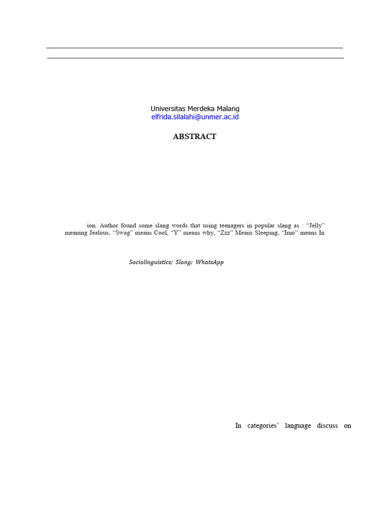 Slang Analysis on WhatsApp Usage | PDF | Linguistics | Semantics