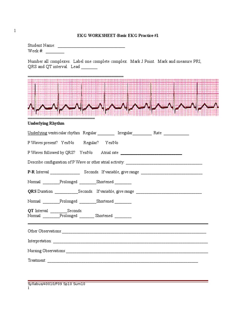 ECGpracticeworksheet | PDF | Electrocardiography | Cardiac ...