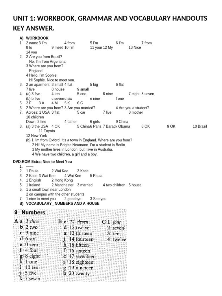 Unit 1 - Key | PDF | Language Arts & Discipline