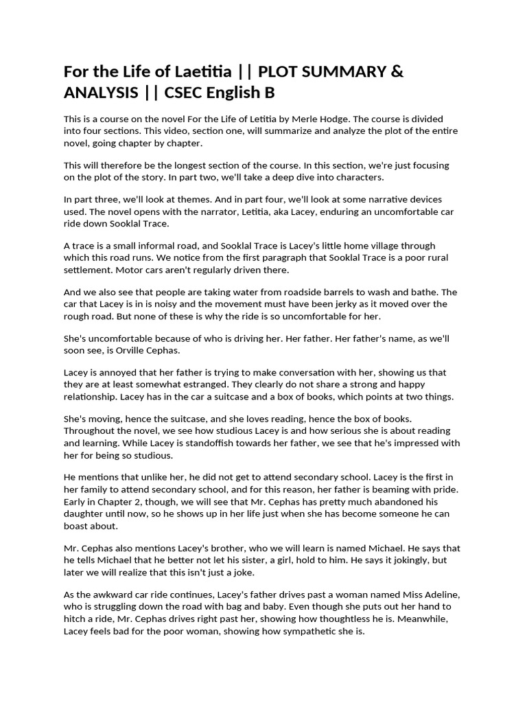 Analysis of "For the Life of Laetitia" | PDF