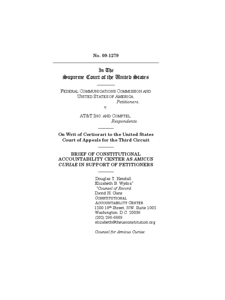 Supreme Court Amicus Brief -- FCC v. AT&T | Legal Personality | Freedom ...