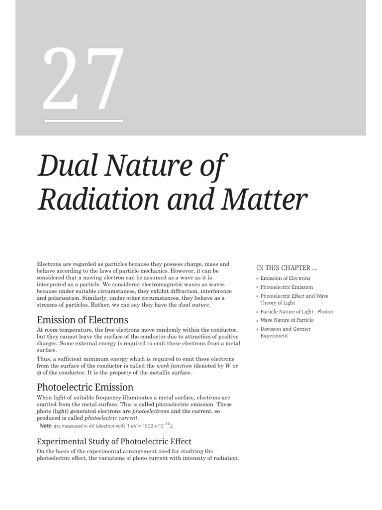 Dual Nature of Radiation and Matter | PDF | Photoelectric Effect ...