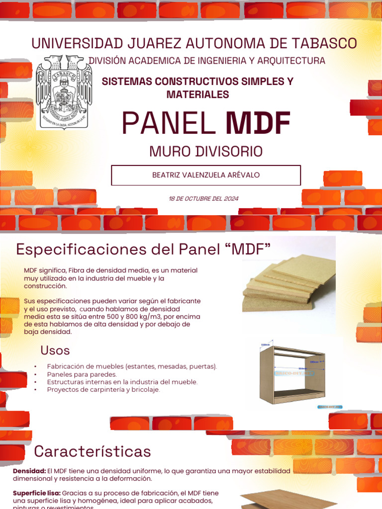 MURO DIVISORIO Panel MDF | PDF | Hogar, jardinería y bricolaje | Tecnología