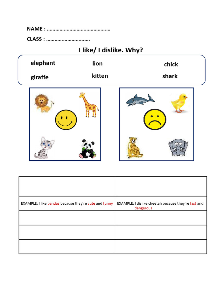 New Activity Likes and Dislikes | PDF