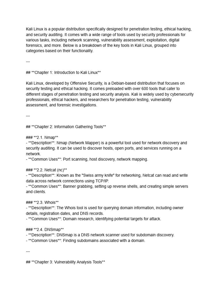 Introduction To Kali Linux | PDF | Computer Security | Security