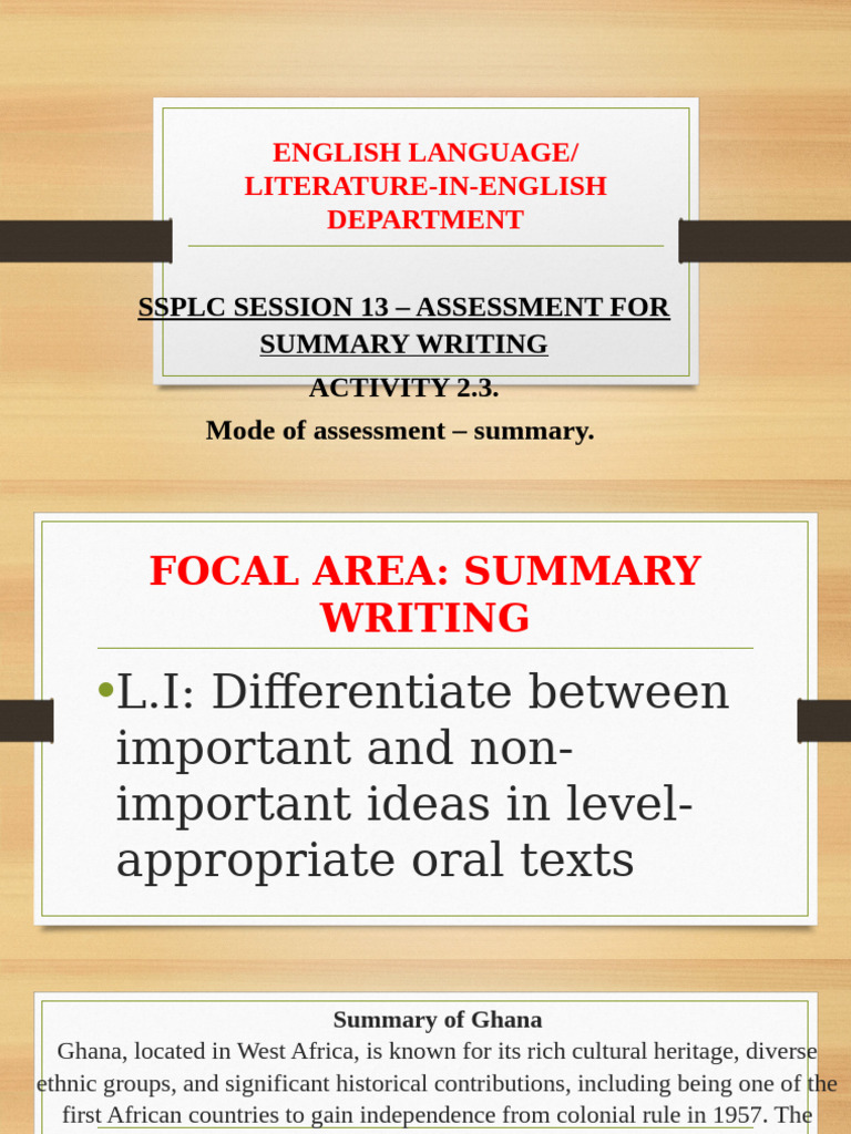 English Language SSDPLC Summary | PDF | Educational Assessment | Rubric ...