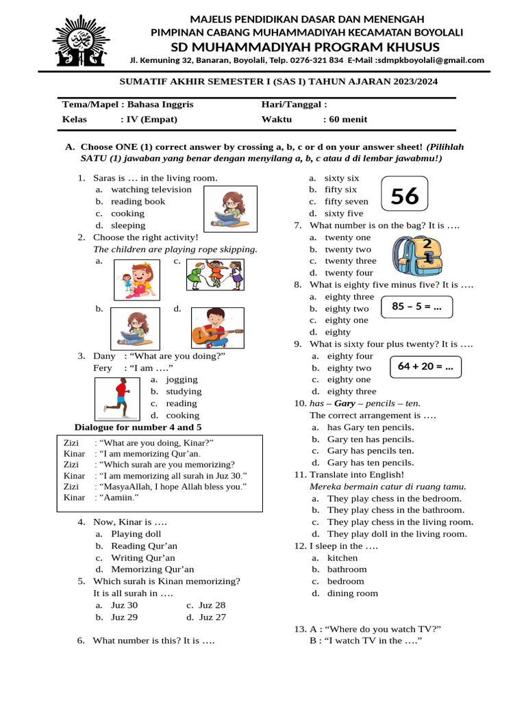 SAS INGGRIS KELAS 4 23-24 Fix | PDF