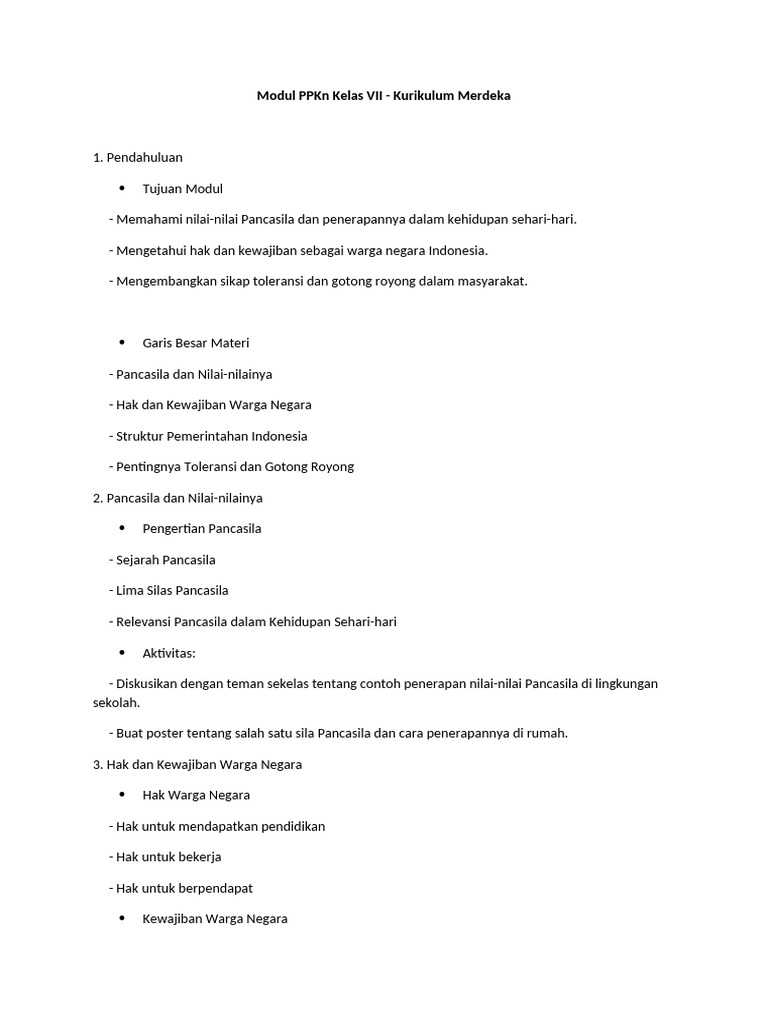 Modul PPKN Kelas VII | PDF